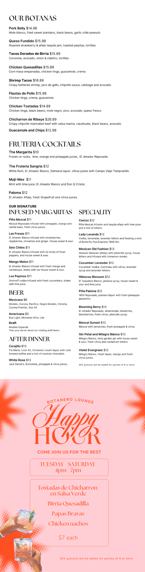 Botanero Menu | chefjohnnyhernandez